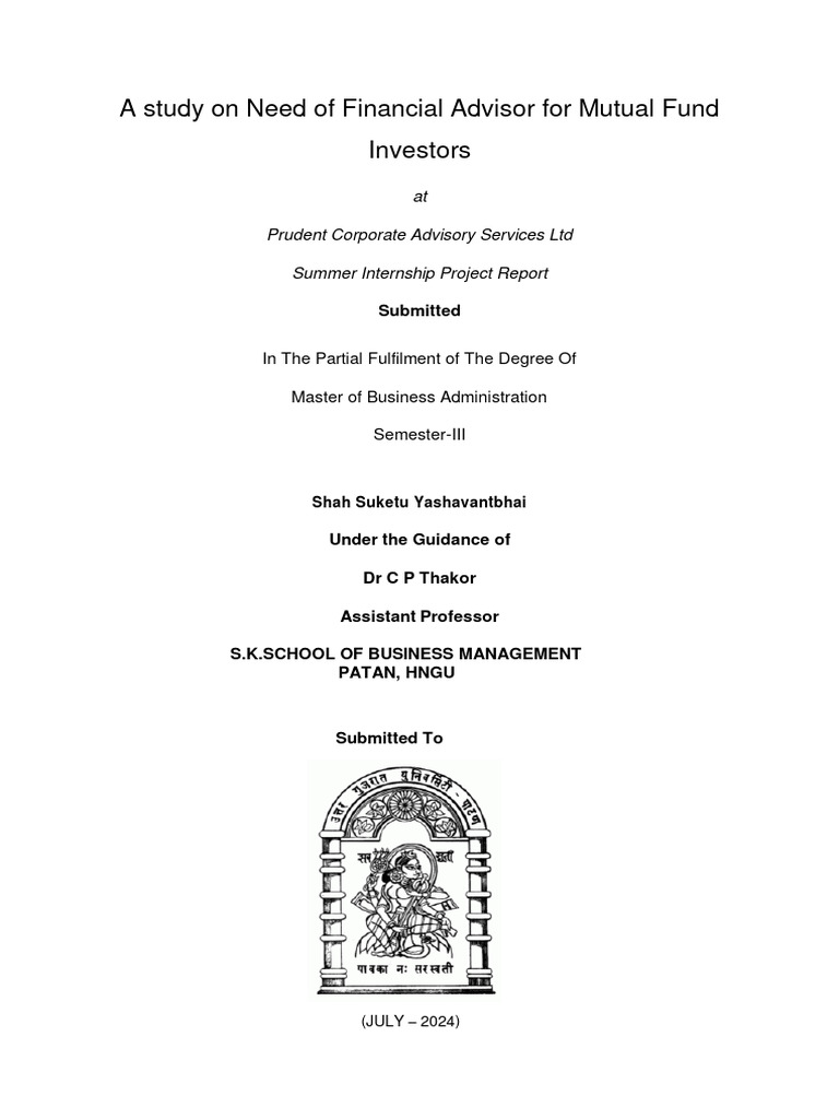 suketu | PDF | Investment Fund | Investing