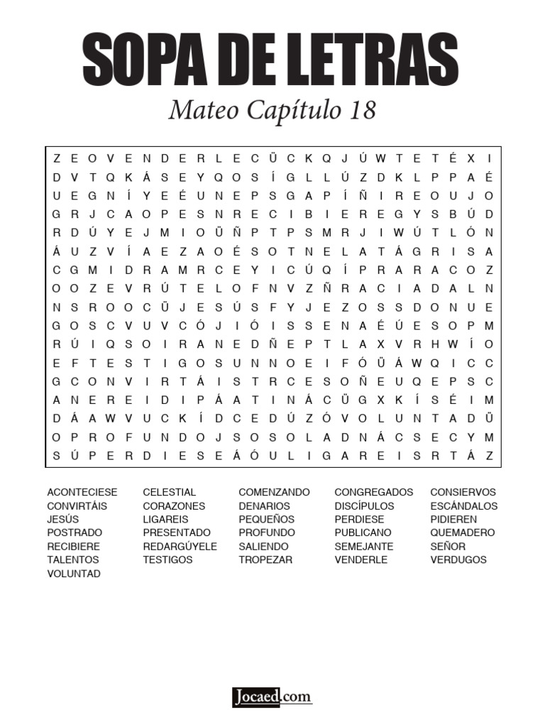 Mateo 18 sopa de letras PDF