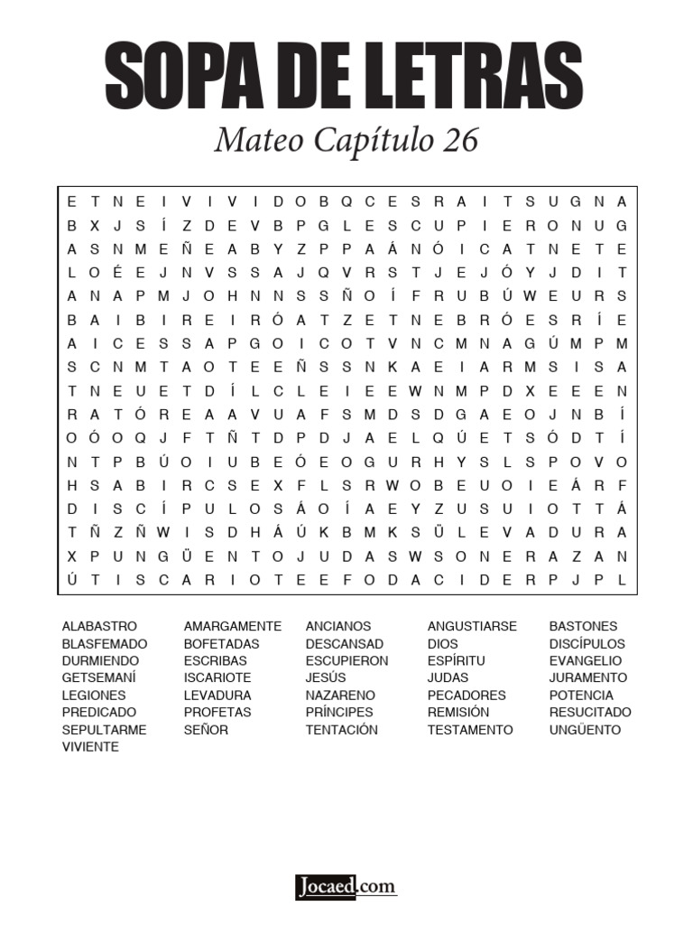 Sopa de Letras: Mateo 26 | PDF
