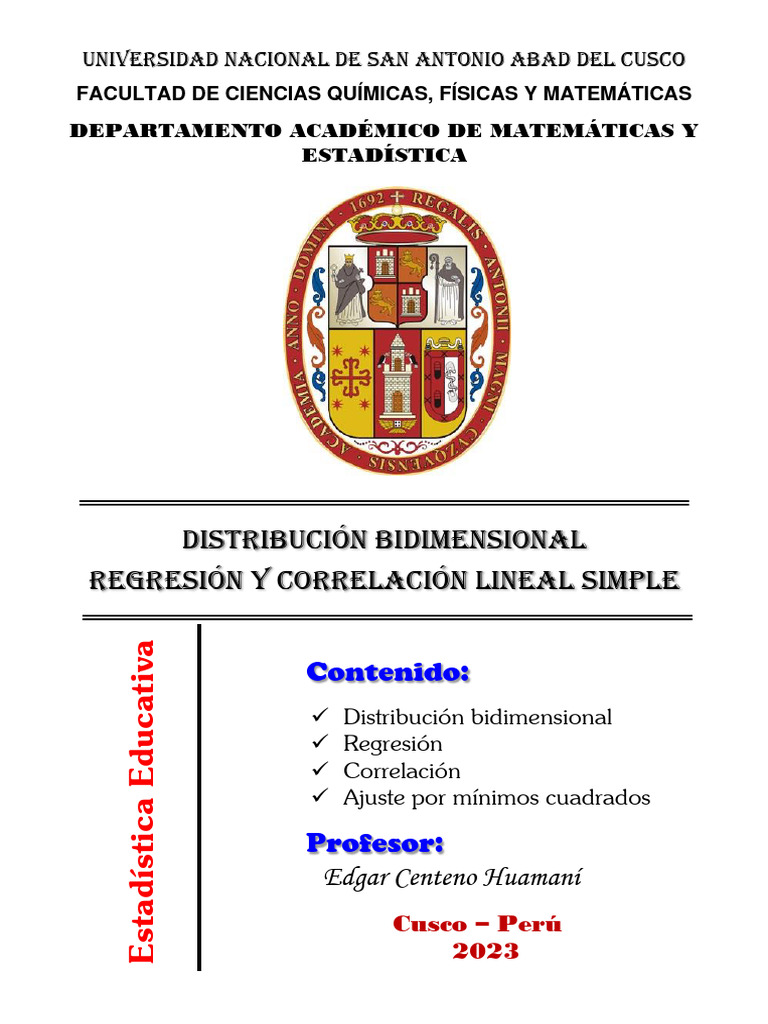 Unidad 4 Distribución Bidimensional Regresión Lineal Edu | PDF ...