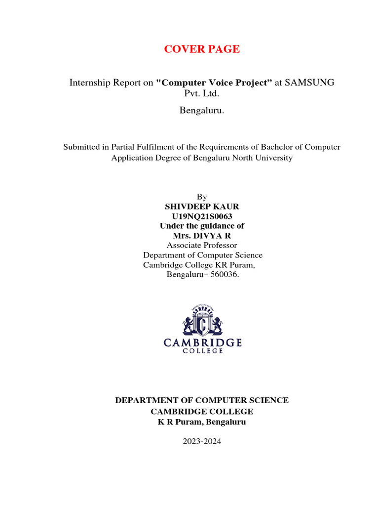 Internship | PDF | Speech Recognition | Machine Learning