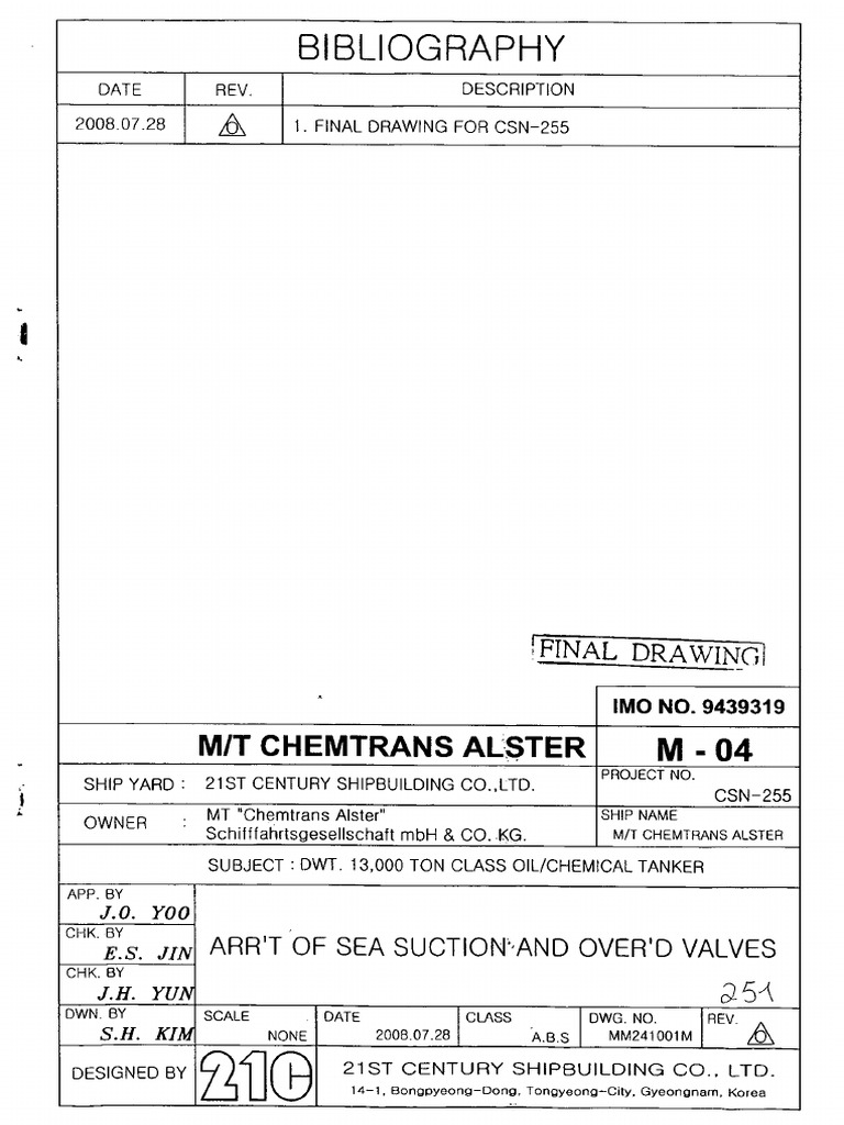Arrangement of Sea Suction and Overboardvalves - Drawing | PDF | Gas ...