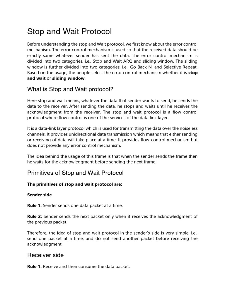 Stop and Wait | PDF | Network Protocols | Telecommunications Standards