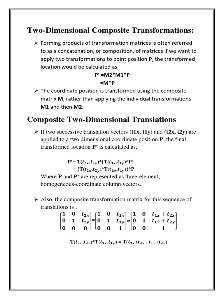 2D Composite Transformations Explained | PDF | 2 D Computer Graphics ...