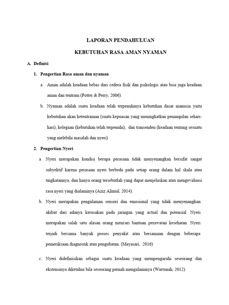 LP Rasa Aman Dan Nyaman Nyeri' M.ILYAS | PDF