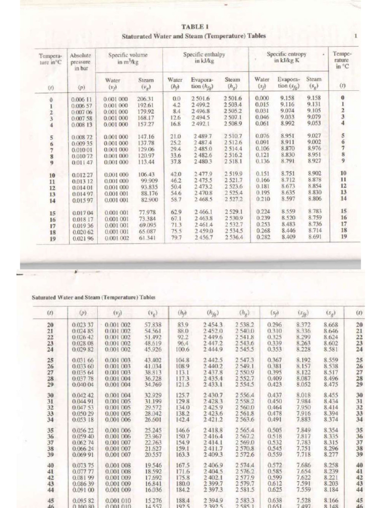 Steam Table | PDF