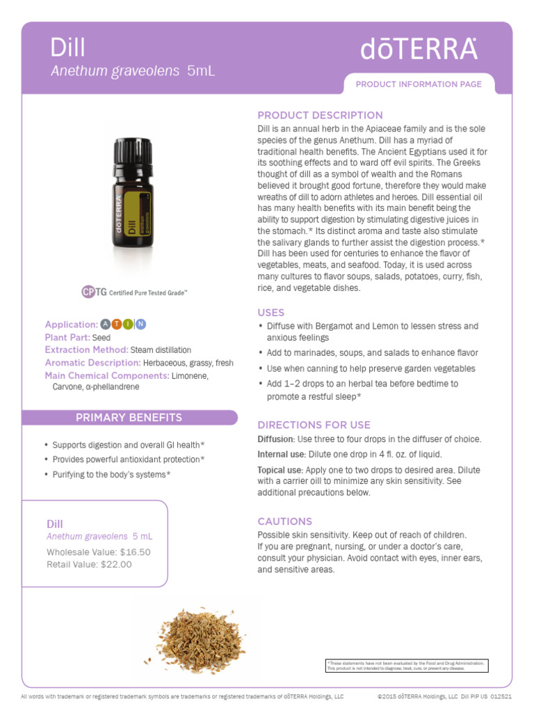 doterra-dill-essential-oil | PDF | Dill | Essential Oil