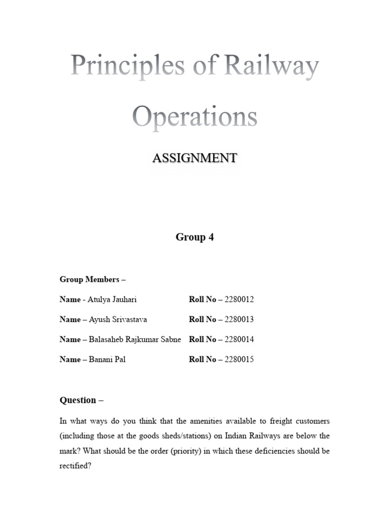 PRO Assignment Group 4 | PDF | Transport | Rail Transport