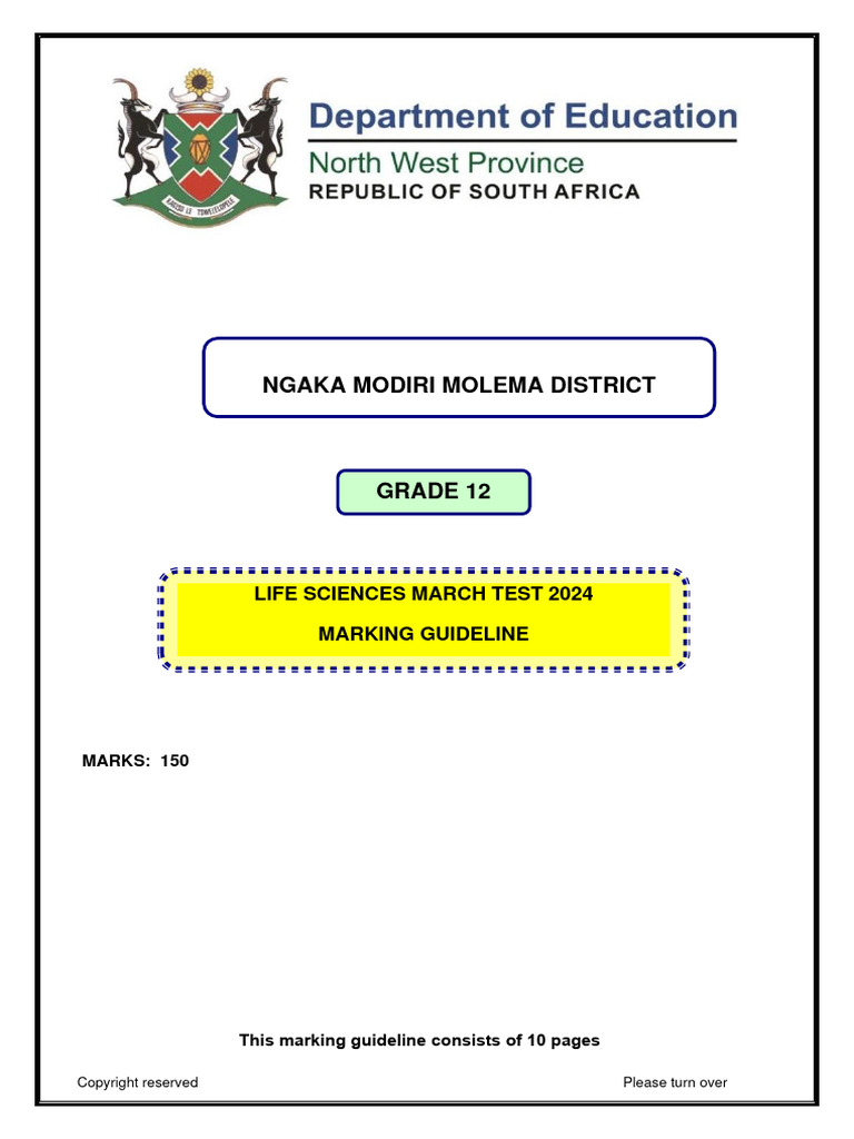 MHK LEO Grade 12 March Test MG 2024 | PDF | Meiosis | Biology
