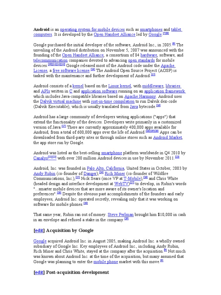 Android Is An: Acquisition by Google | PDF | Android (Operating System ...