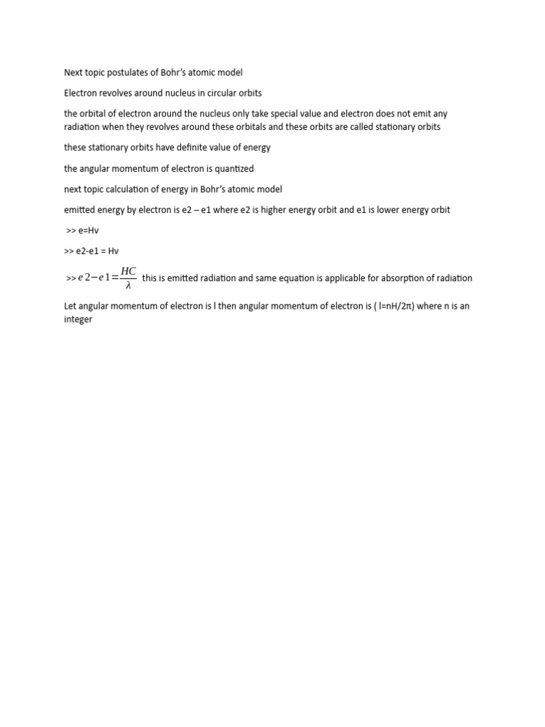 Bohr's Model Unit 2 | PDF | Science & Mathematics
