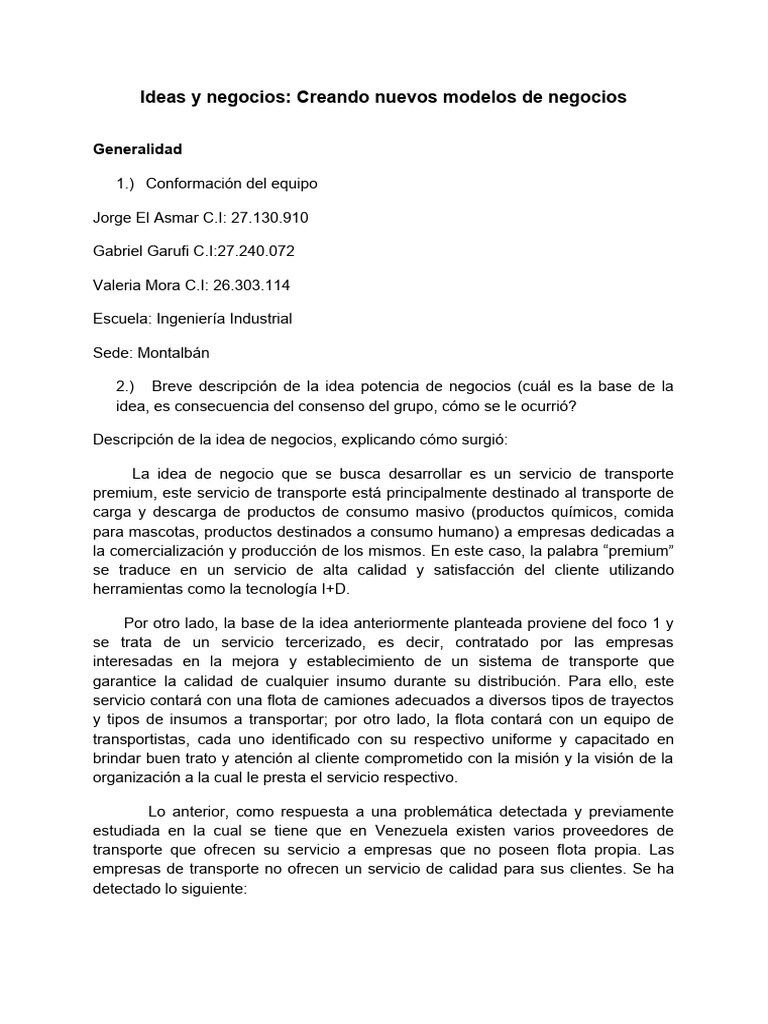 Ideas y negocios. Creando nuevos modelos de negocios - Grupo #2 ...