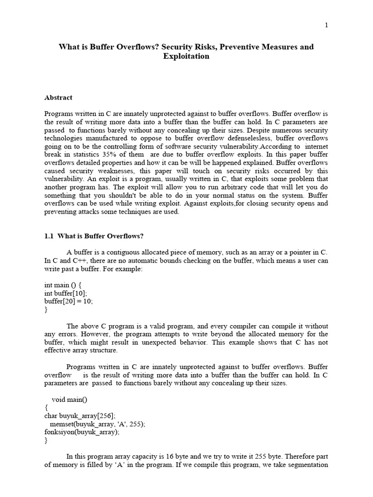 Understanding Buffer Overflows: Risks & Prevention | PDF | Pointer (Computer Programming ...