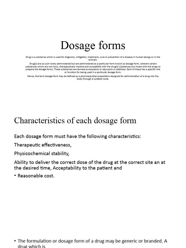 dosage forms | PDF | Topical Medication | Pharmaceutical Formulation