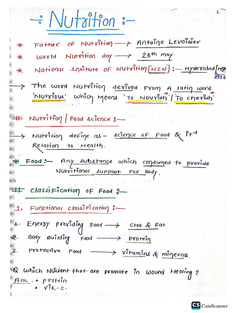 Nutrition Notes PDF | PDF