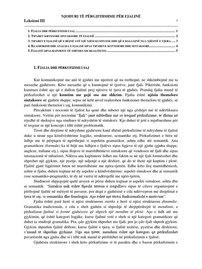 Leksioni 3 Sintakse | PDF