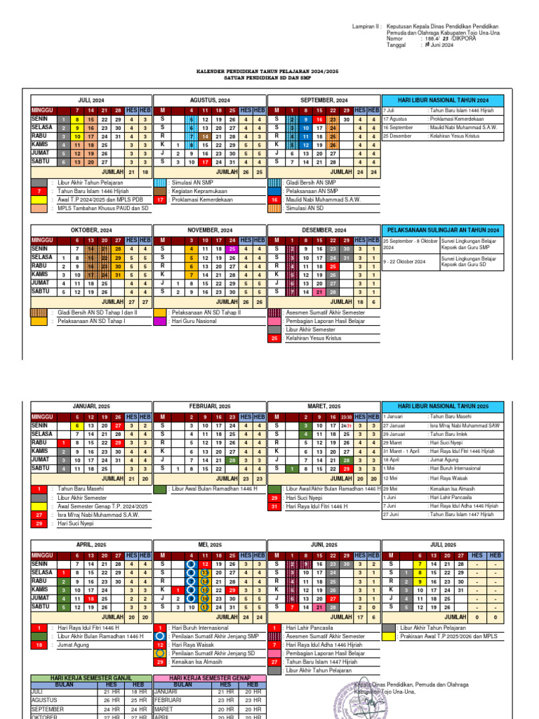 Lampiran II Kalender Pendidikan 2024-2025 | PDF