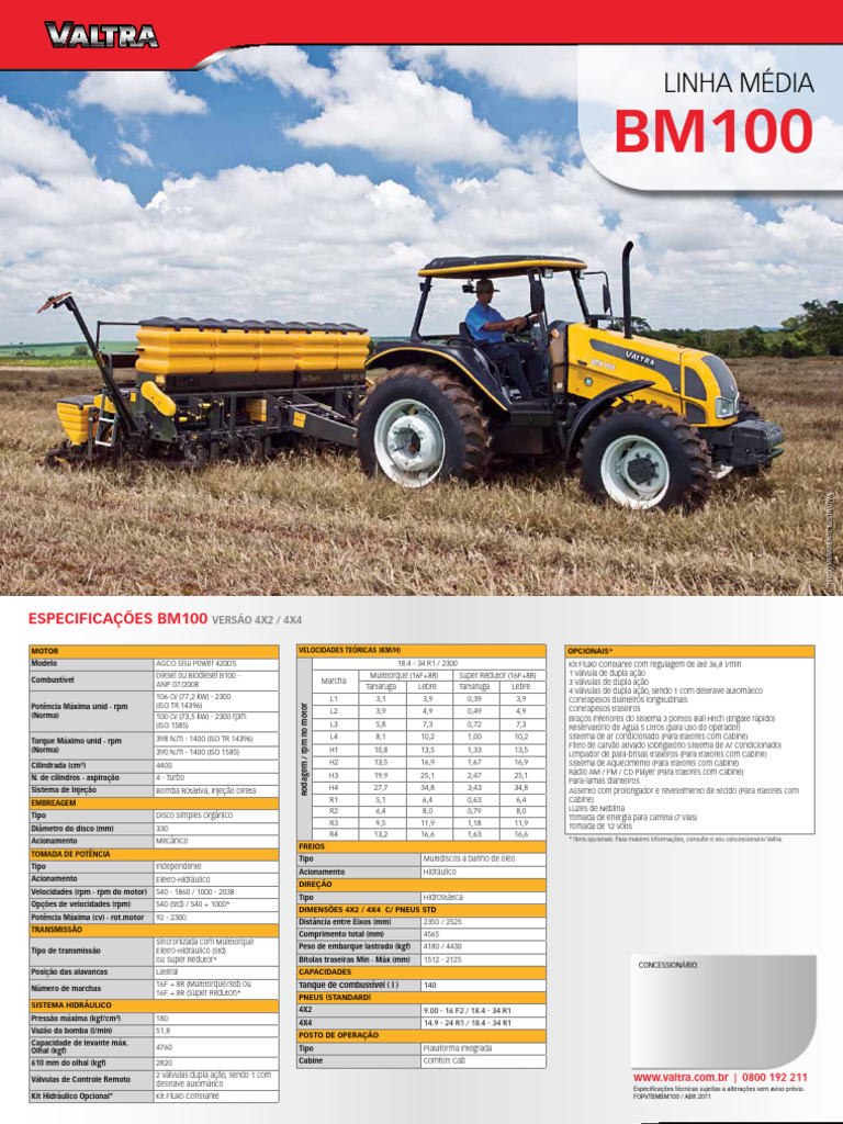Valtra BM100 | PDF | Trator | Engenharia Mecânica