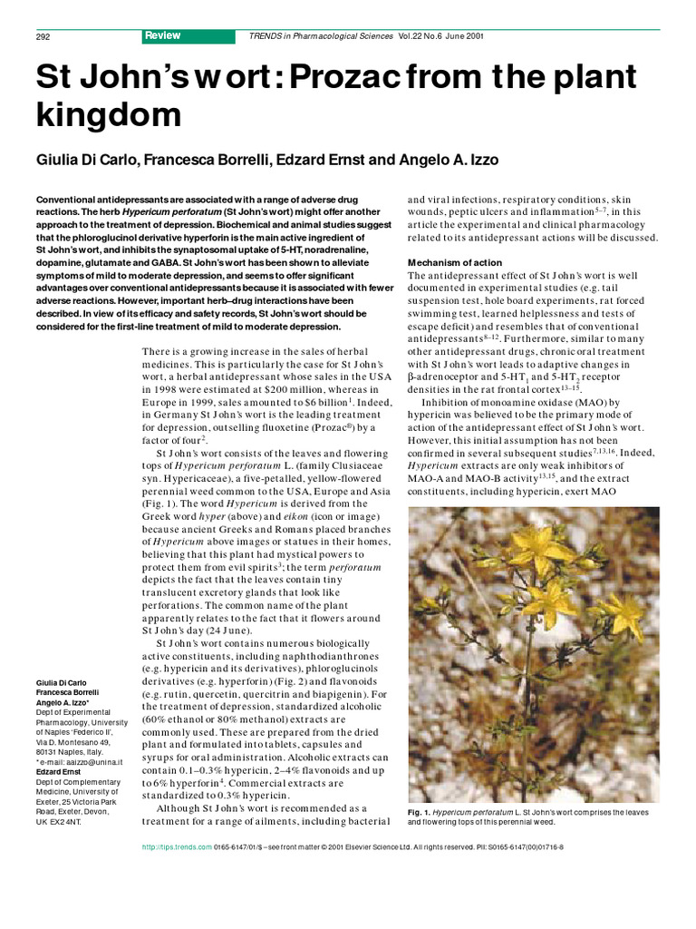 St Johns Wort Prozac Pdf Antidepressant Cytochrome P450