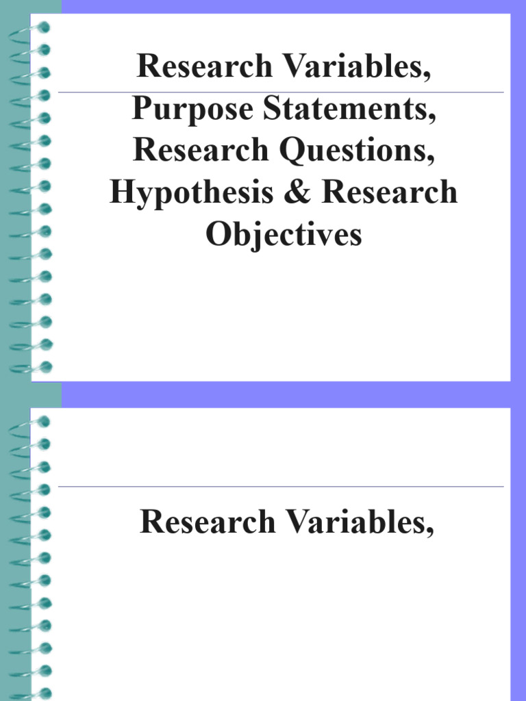 Variables, Hypothesis, Objectives | PDF | Hypothesis | Quantitative Research