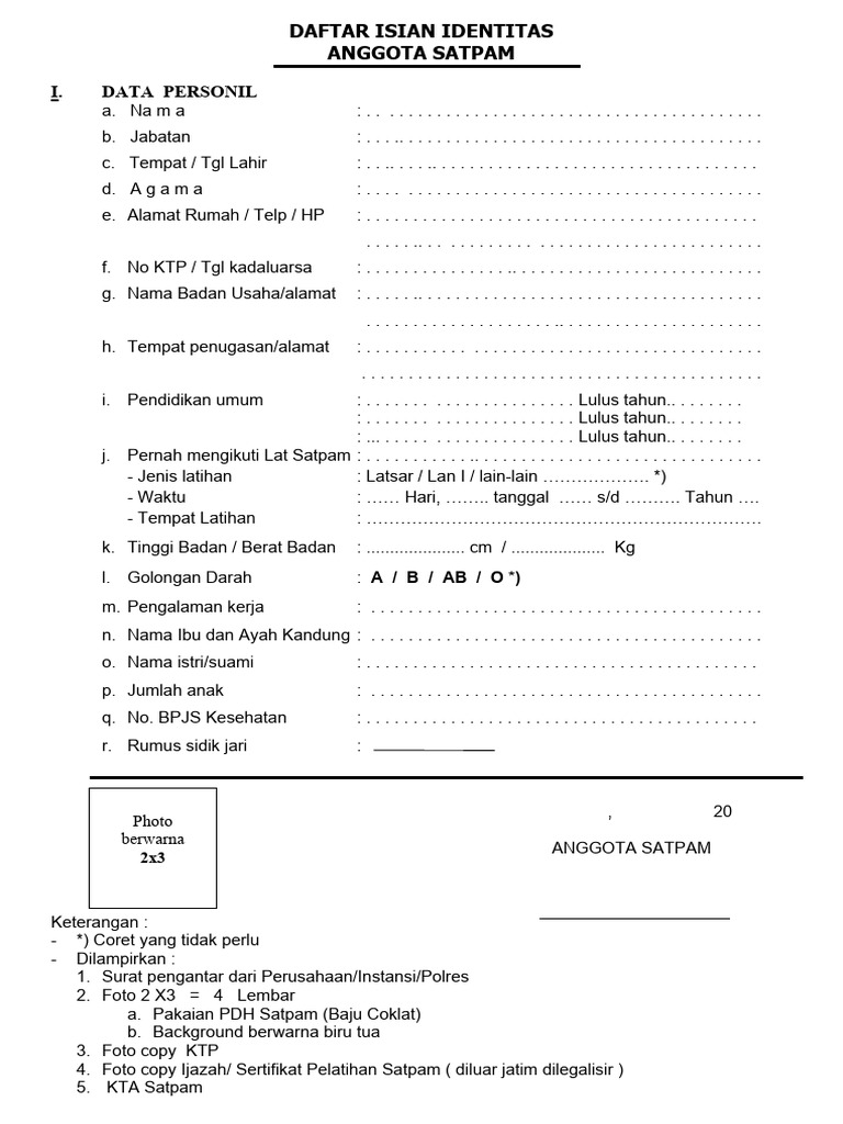 Formulir - Perpanjangan Kta Gada Pratama | PDF