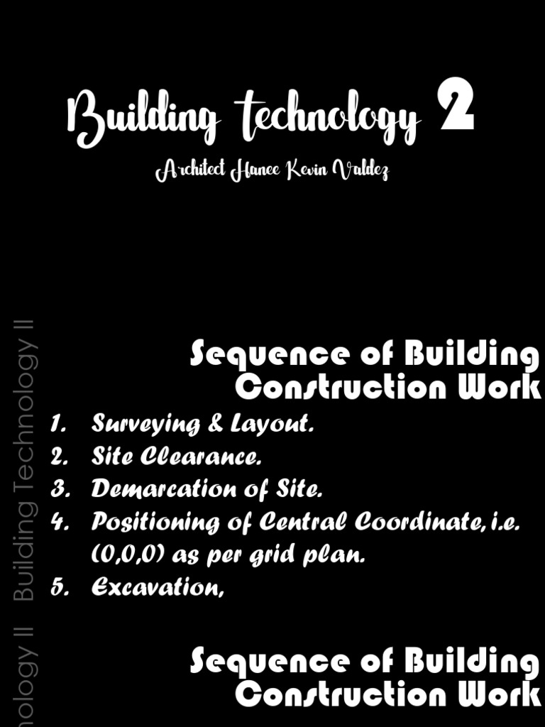 Building Technology II: Construction Steps | PDF | Concrete | Building