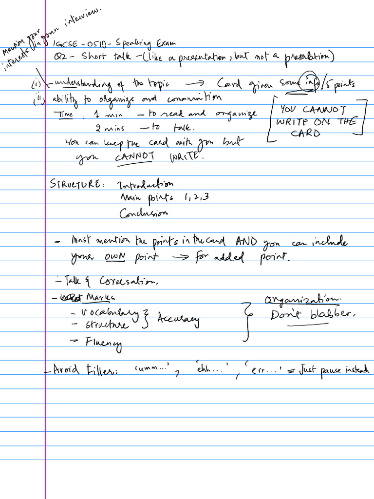 Short Talk Notes | PDF