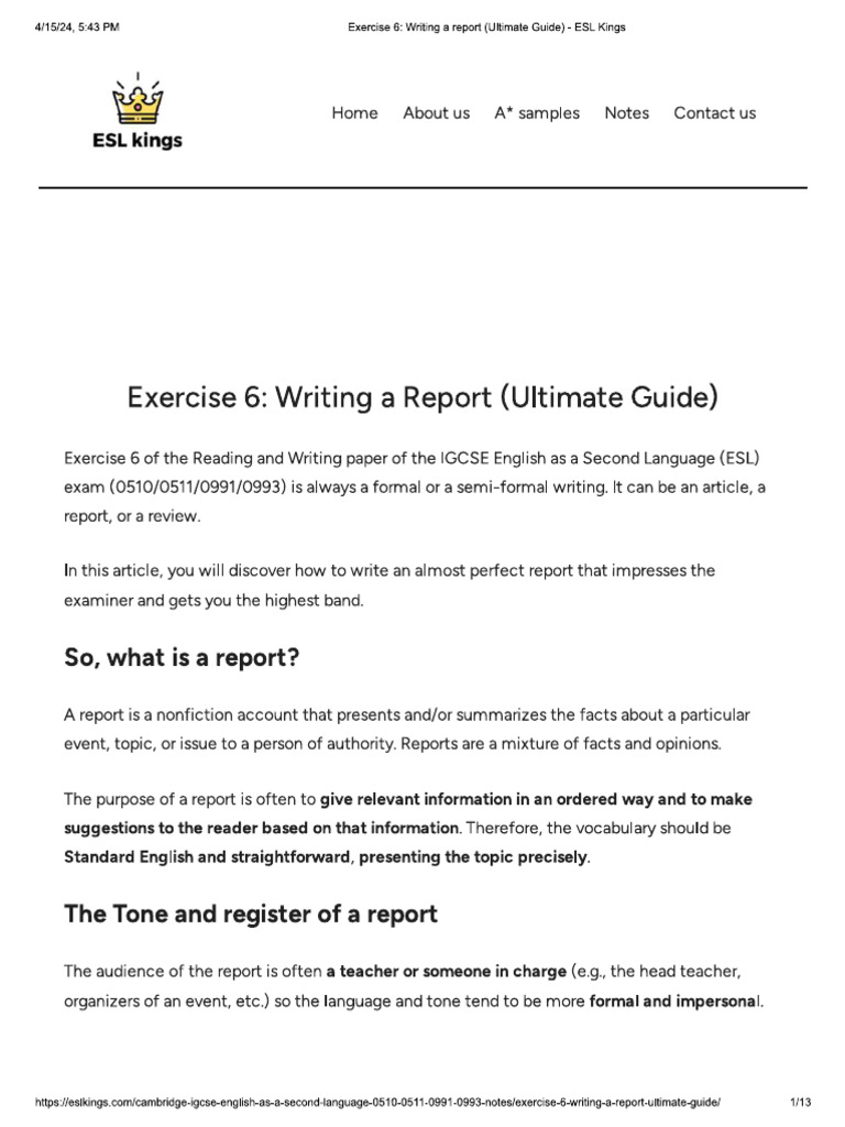 report ESL Kings | PDF