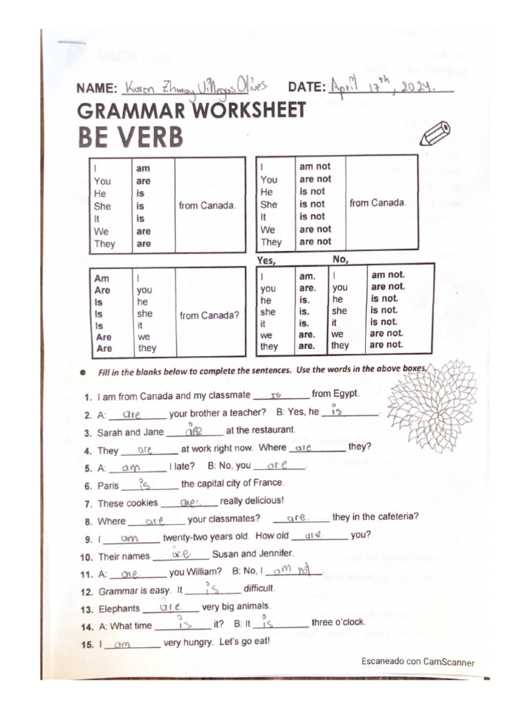 Grammar Worksheet | PDF