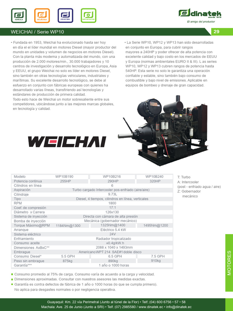 C16 PAG 29 30 Motores Diesel Weichai Serie WP10 | PDF | Inyección de ...