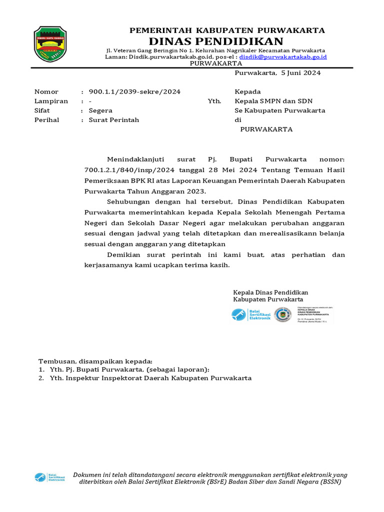 Surat Perintah Perubahan Tte New - Signed | PDF