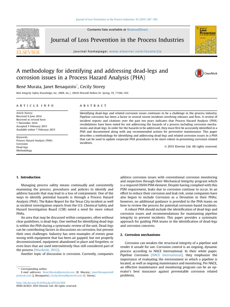 A Methodology For Identifying and Addressing Dead-Legs | PDF | Oil ...