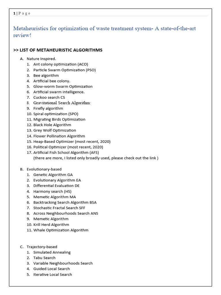 Metaheuristics Algorithms | PDF | Metaheuristic | Mathematical Optimization