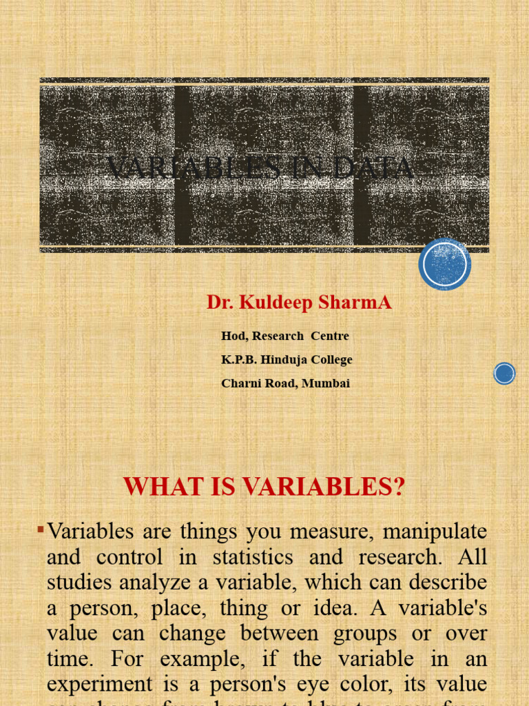 Variables in Data | PDF | Confounding | Dependent And Independent Variables