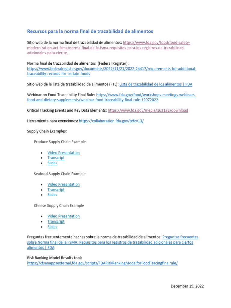 Food Traceability Final Rule Recursos | PDF | Business