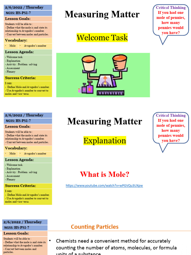 1 Measuring Matter | PDF | Mole (Unit) | Molecules