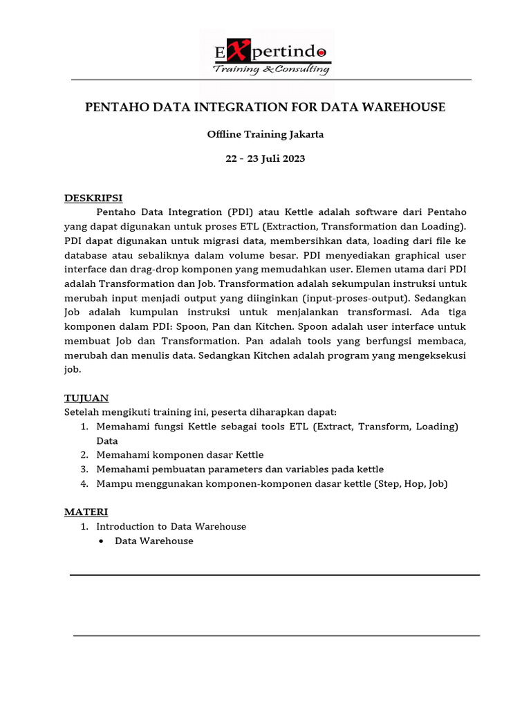 ETL Mastery with Pentaho Kettle | PDF | Data Warehouse | Databases