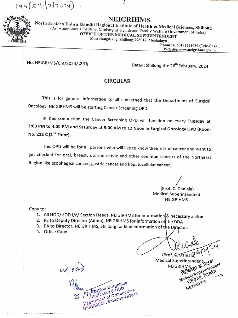 Cancer Screening OPD | PDF