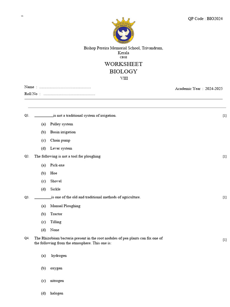 Worksheet Class8 | PDF | Microorganism | Organisms