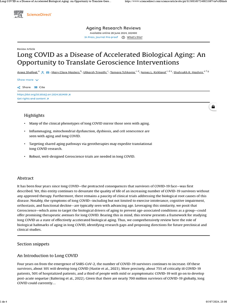 Long COVID As A Disease of Accelerated Biological Aging - An ...