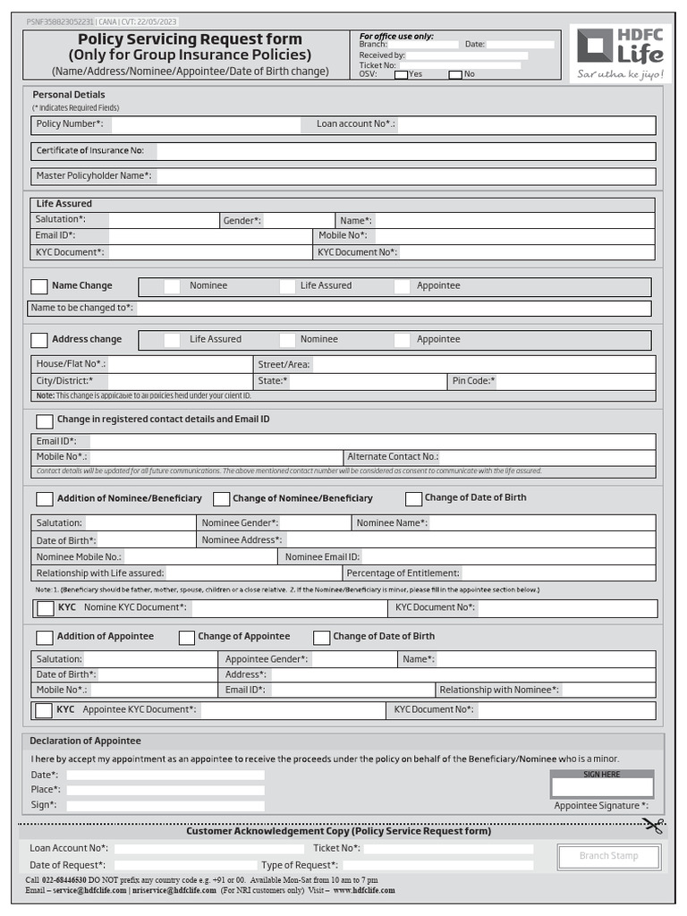 Policy Servicing Request Form For Group Policies | PDF | Identity ...