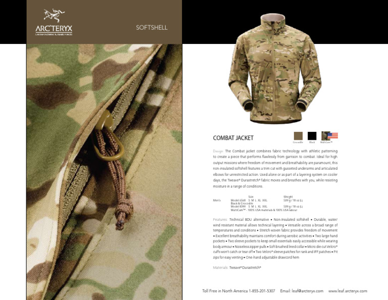 2011 Arcteryx LEAF Combat Jacket Fact Sheet | PDF