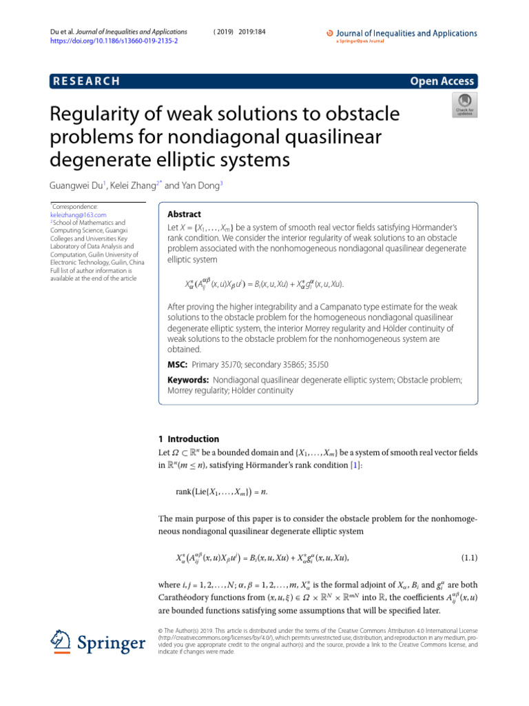 Regularity of Weak Solutions To Obstacle Problems For Nondiagonal ...