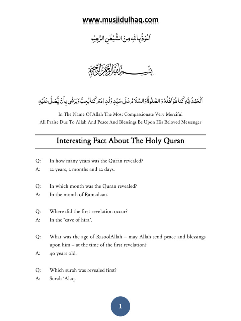 interesting-facts-about-the-holy-quran | Download Free PDF | Surah ...