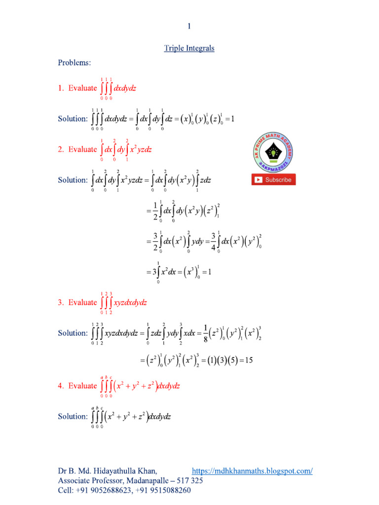 Multiple Integrals | PDF Multiple Integrals | PDF