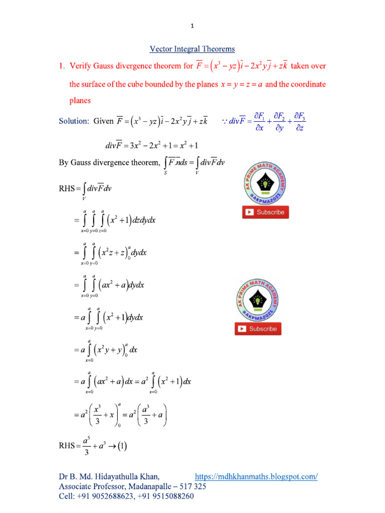 VECTOR INTEGRAL THEOREMS | PDF