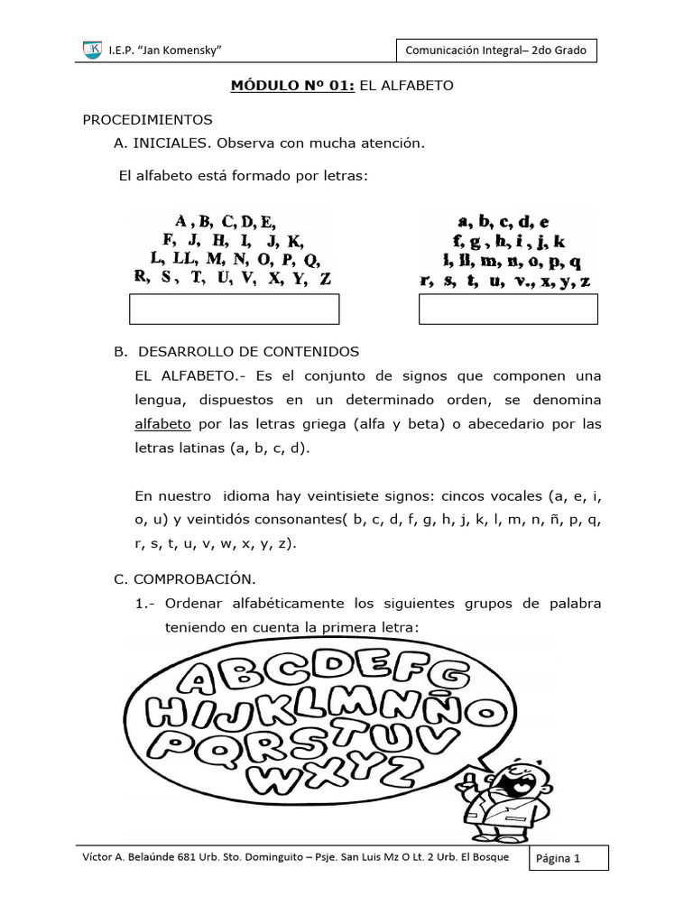 Ejercicios de Comunicación 2do Grado | PDF | Alfabeto | Lingüística