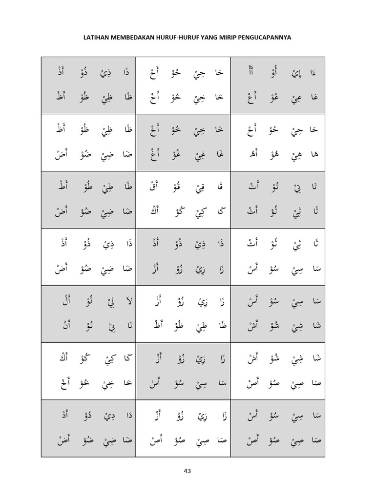 09. Latihan Membedakan Huruf-huruf Yang Mirip | PDF