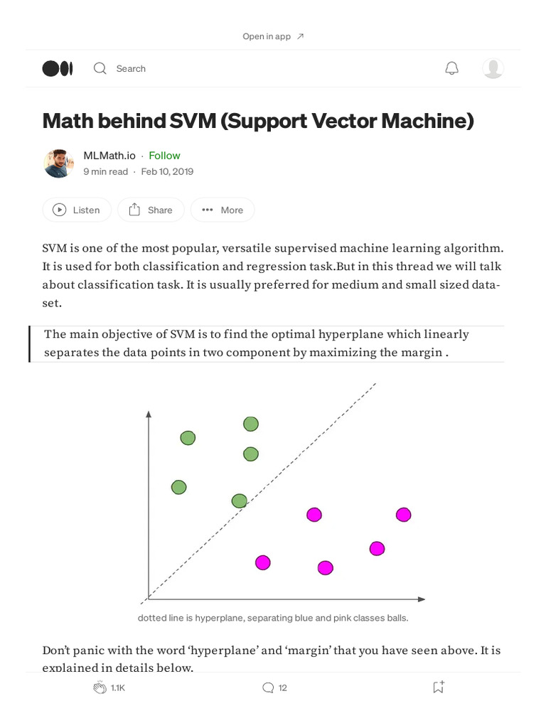 Math Behind SVM Part 1 (Support Vector Machine) - by MLMath - Io ... Math Behind SVM Part 1 (Support Vector Machine) - by MLMath - Io ...
