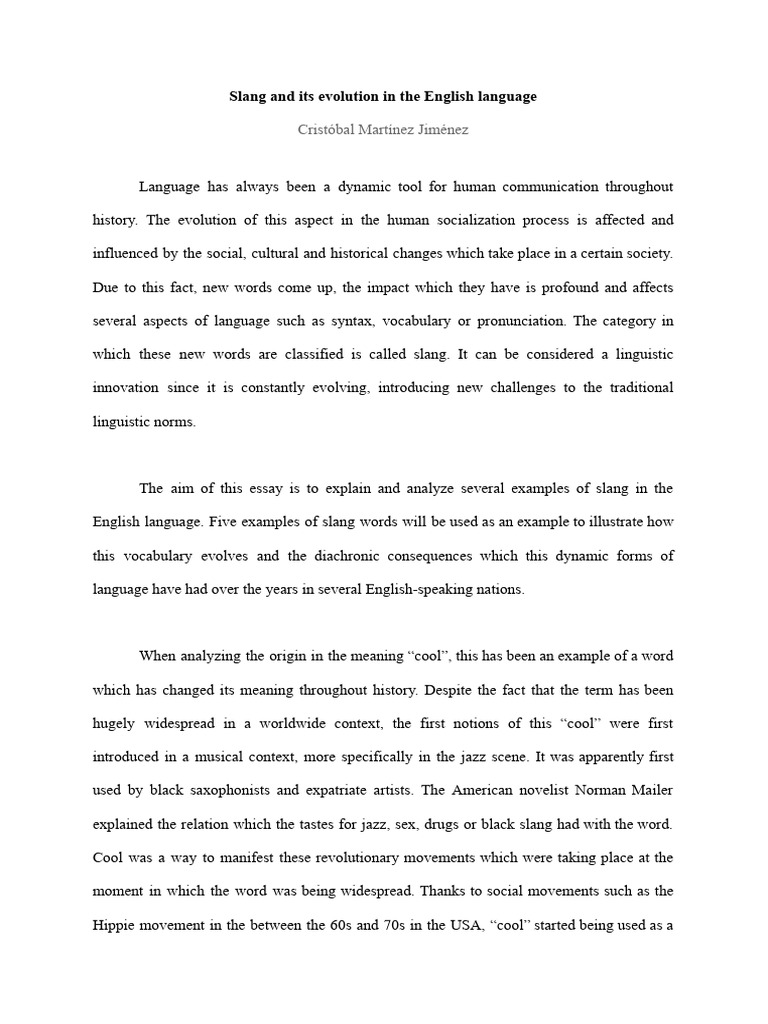 Slang and Its Evolution in The English Language | PDF | Slang | English Language